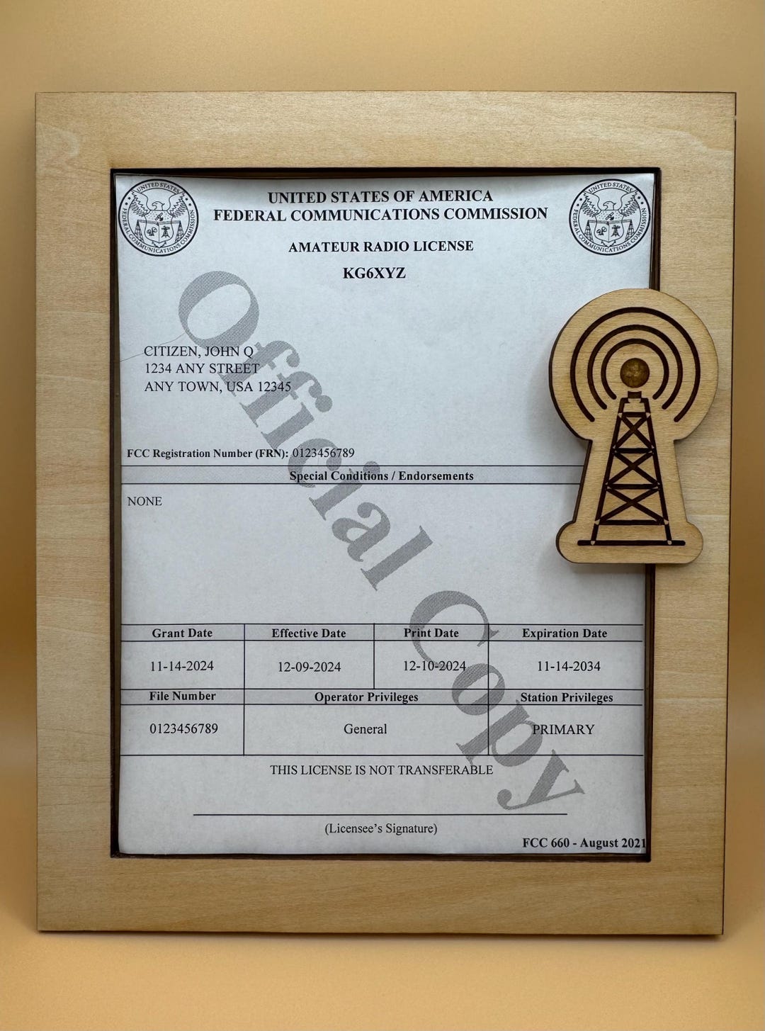 Custom Ham Radio License Frame – Antenna Tower Display - Etsy