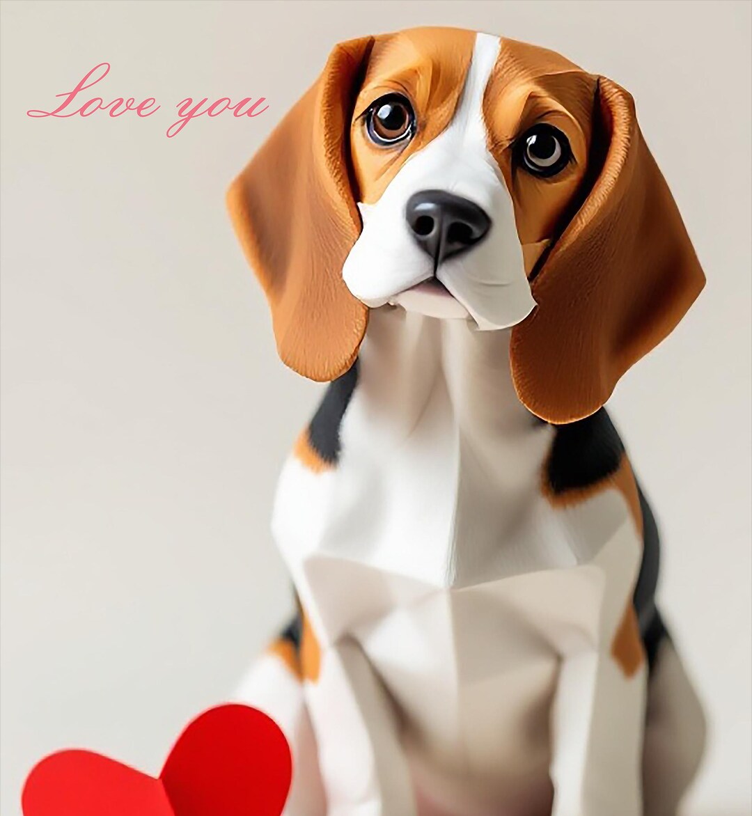 Beagle Dog Poster PNG Valentine's Day Art Origami Style 3 Size High ...