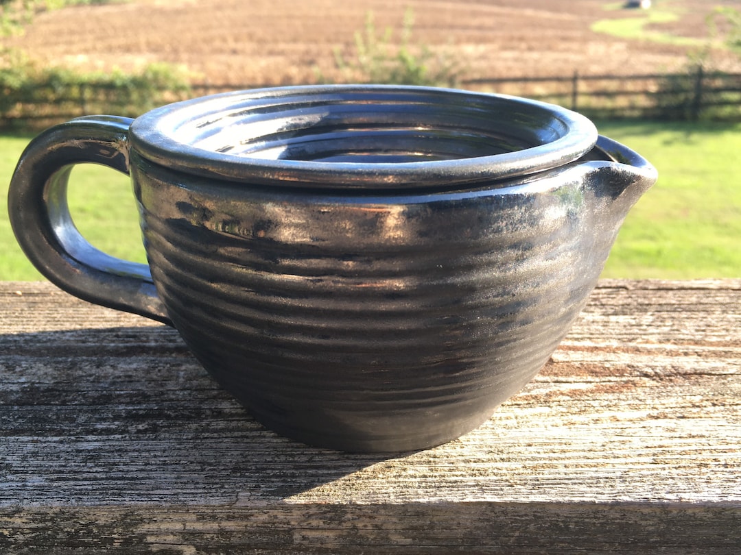 Shaving Scuttle All Antique Pewter Etsy