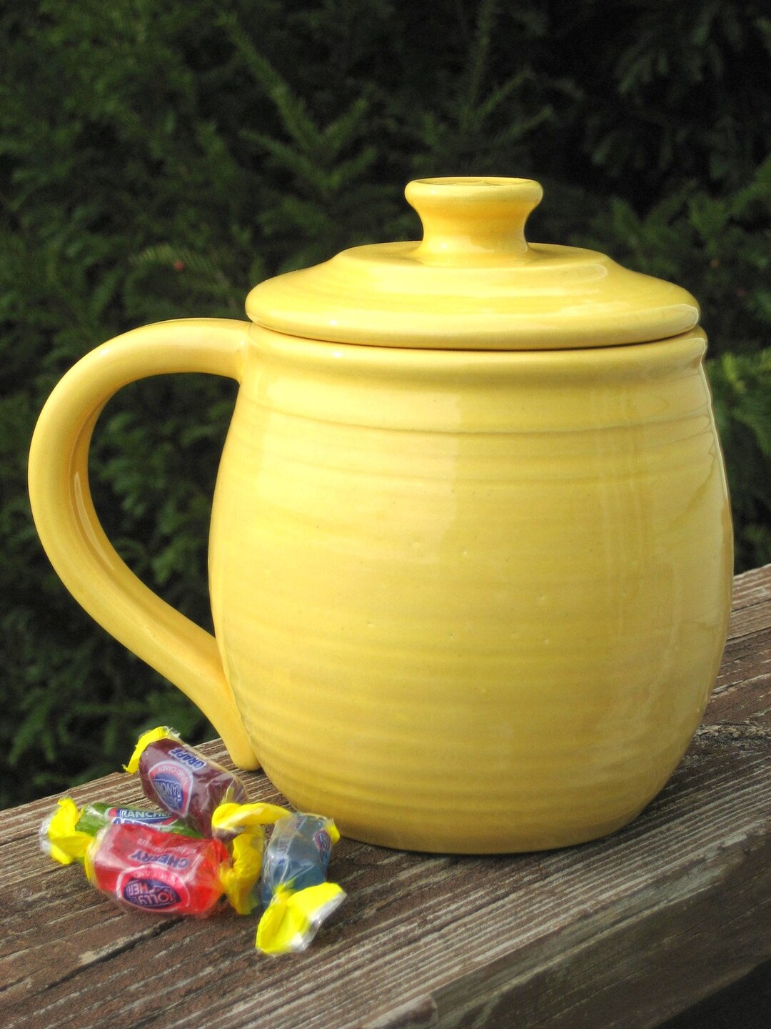 Large Covered Mug, Yellow - Etsy