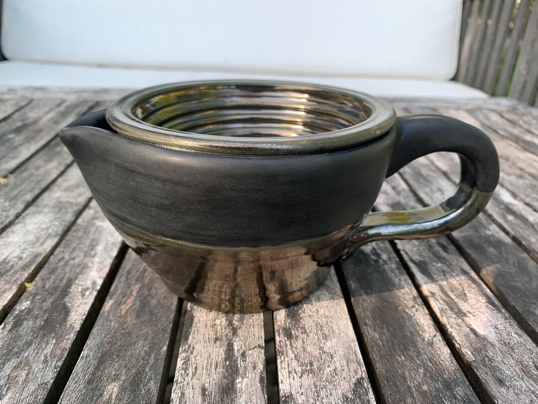 Shaving Scuttle, Antique Pewter and Satin Black - Etsy