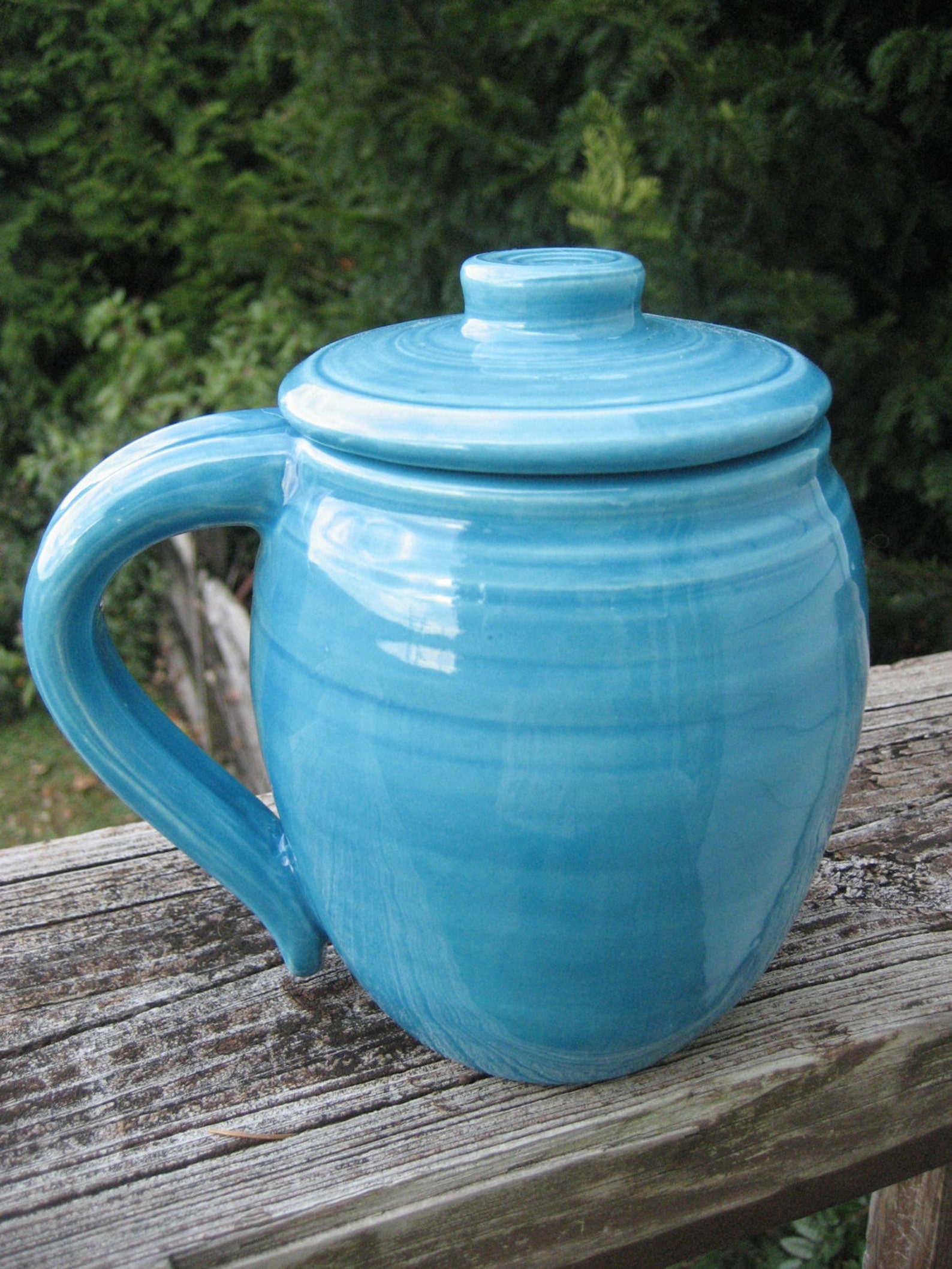 Large Covered Mug Turquoise - Etsy