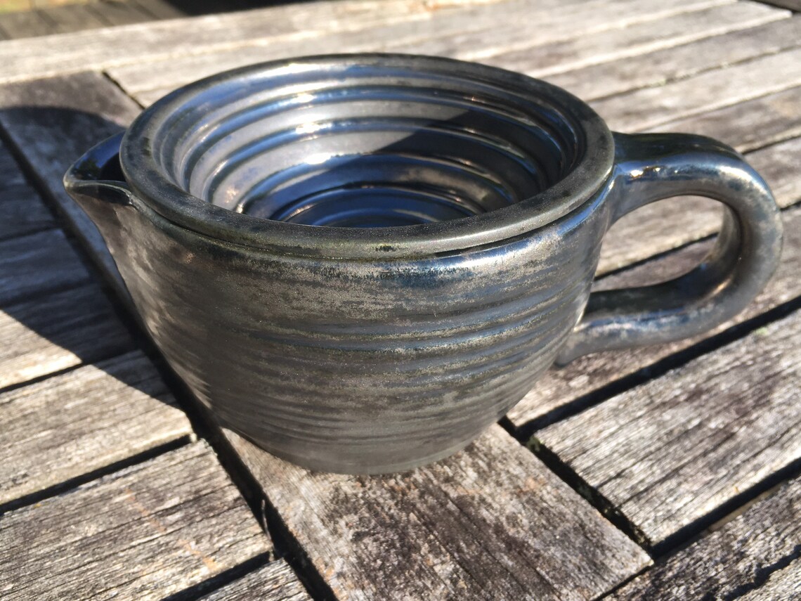 Shaving Scuttle All Antique Pewter Etsy