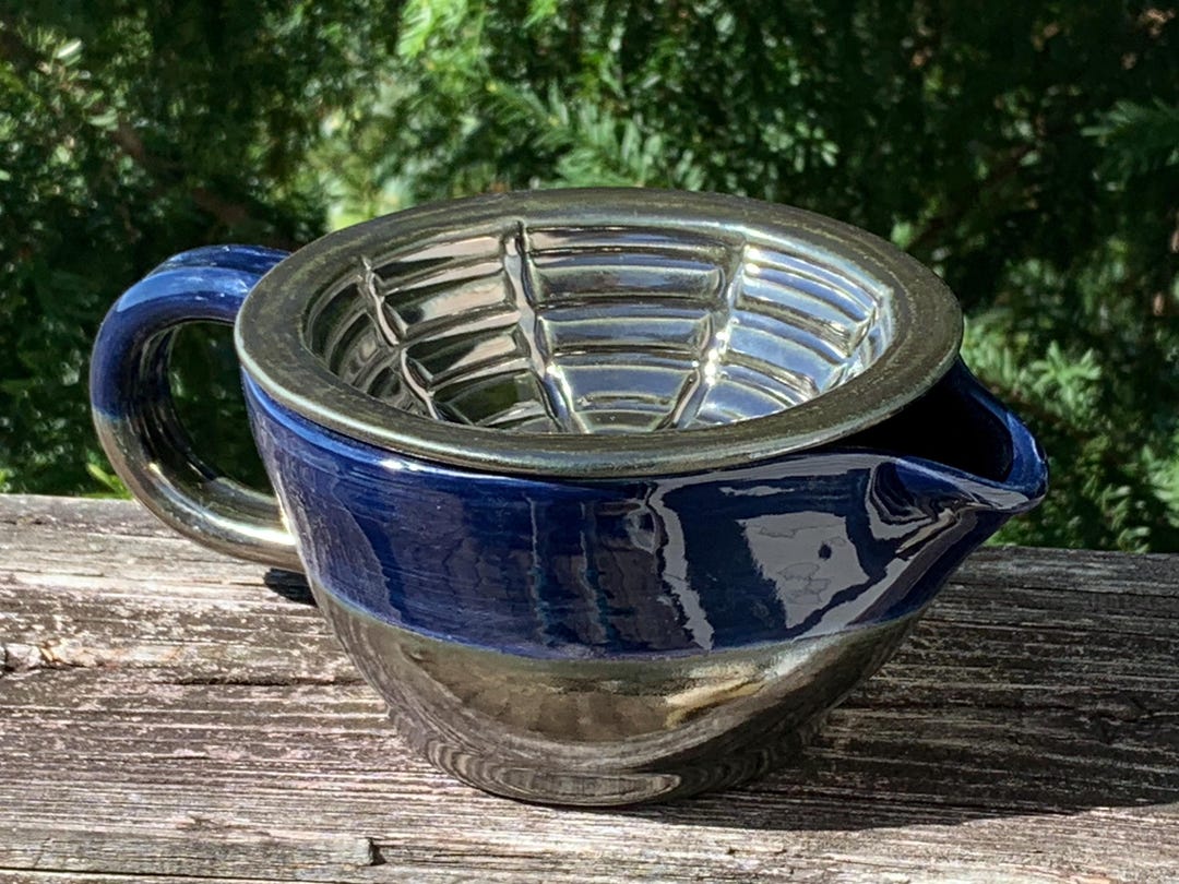 Shaving Scuttle, Navy and Antique Brass - Etsy