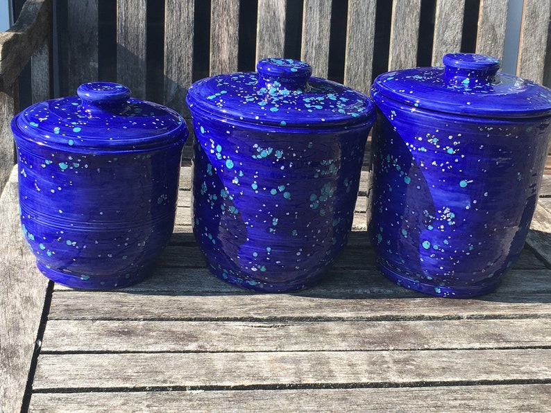 Kitchen canisters blue | Etsy
