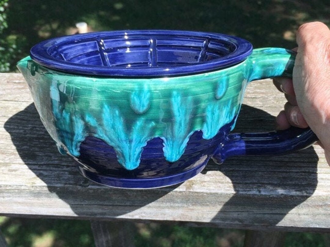 Shaving Scuttle, Green and Navy - Etsy