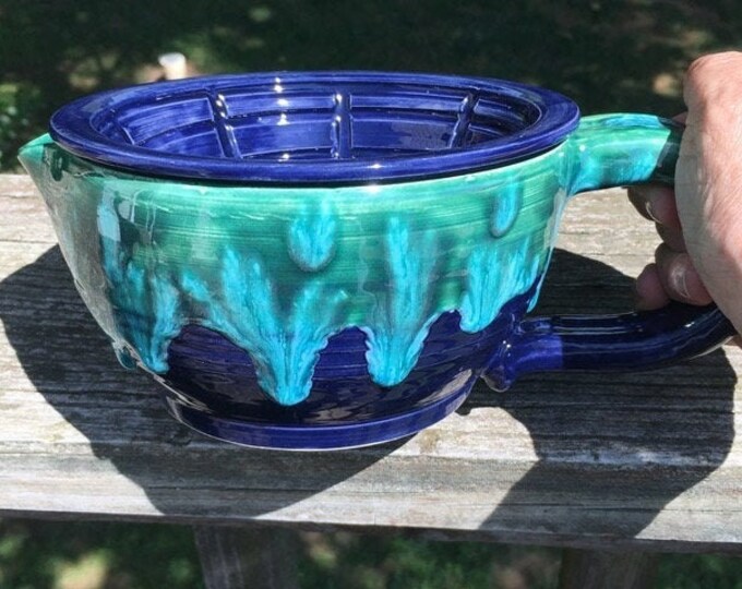 Shaving Scuttle, Green and Navy - Etsy