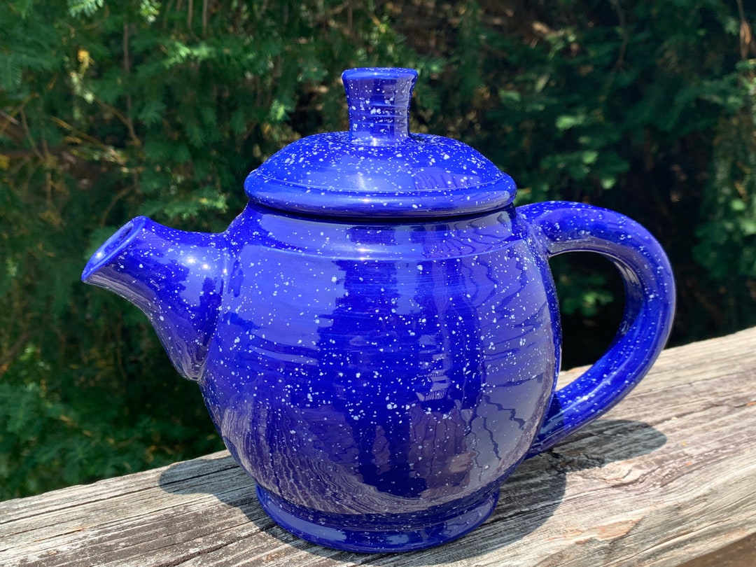 Large Ceramic Teapot: Cobalt Blue Speckled Design - Etsy
