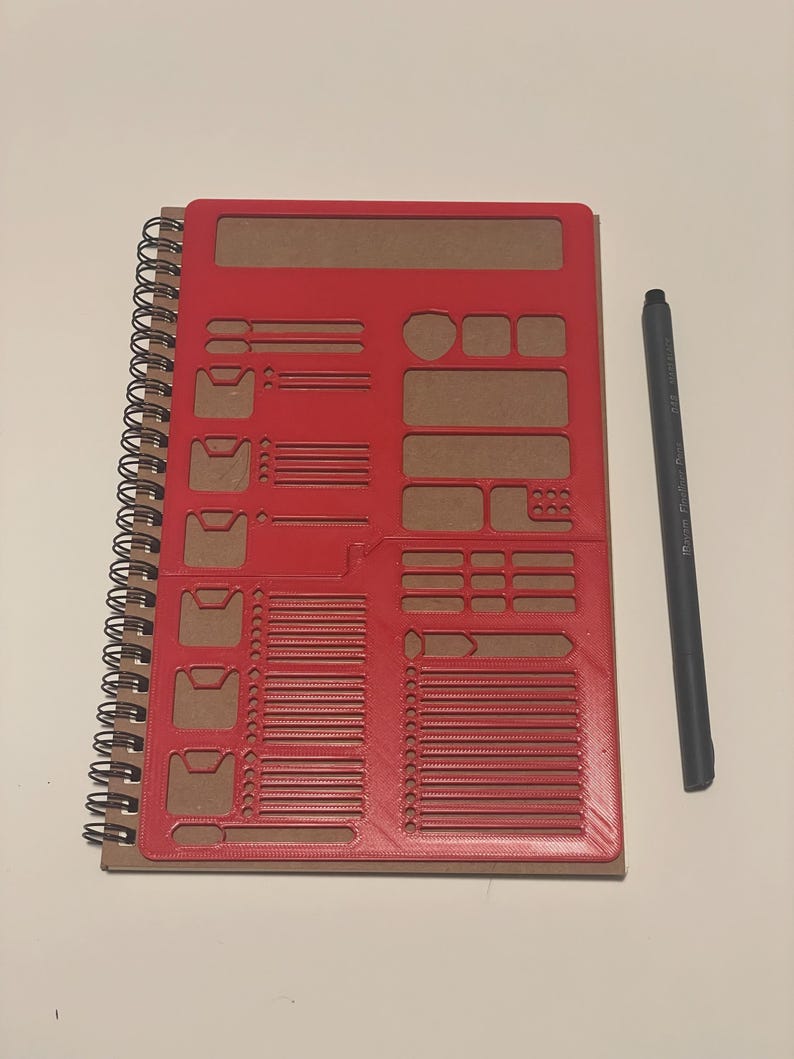 Customizable Character Sheet Stencil Notebook & Pen Included 3D Printed ...