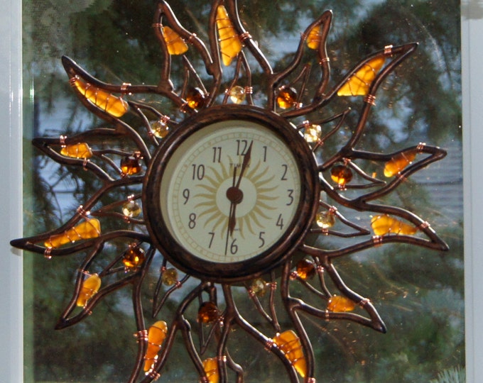 Battery Operated Sea Glass Mantle or Desktop Clock in Sun - Etsy UK