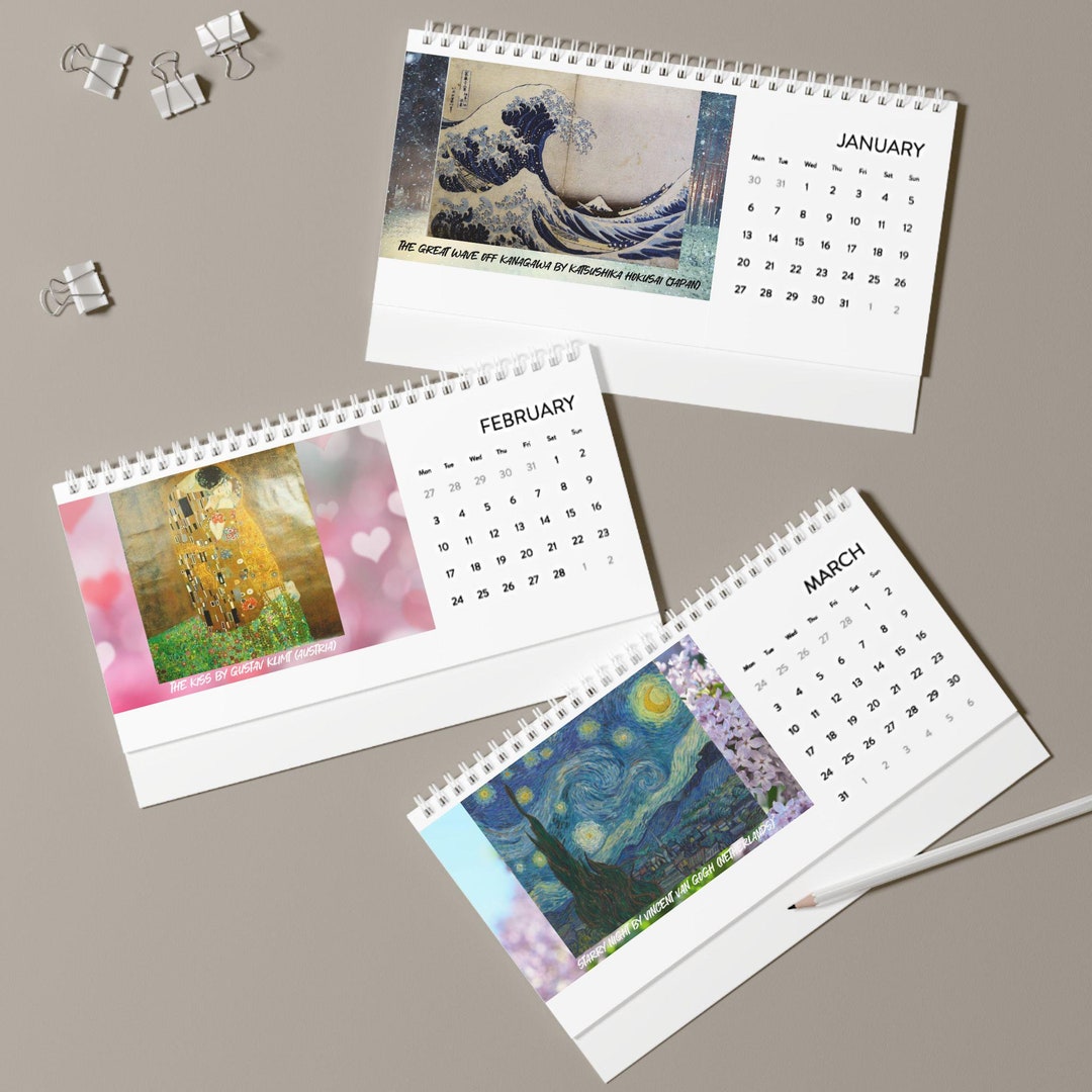 Vintage Watercolor Art Desk Calendar for 2025 Office Decor, Academic ...