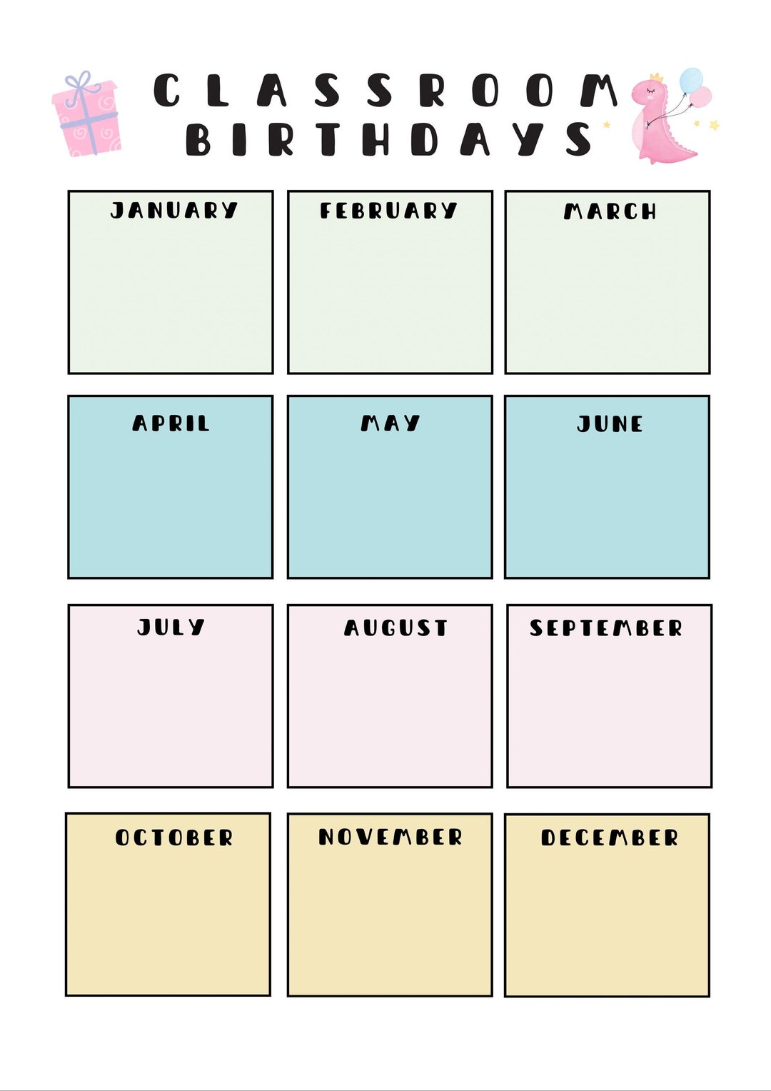 Colourful Classroom Birthday Poster - Etsy