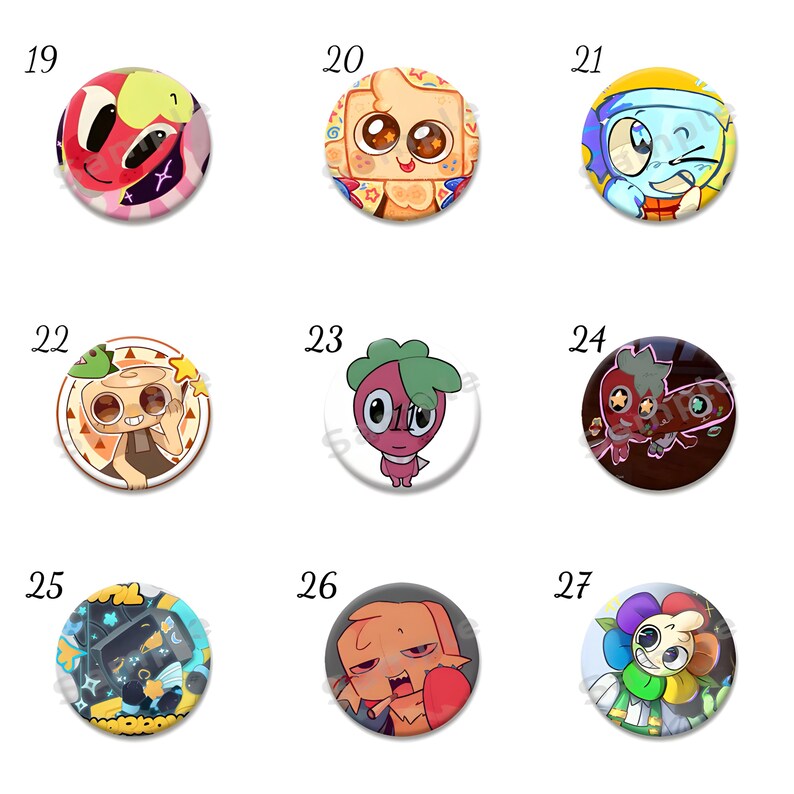 Dandy's World Main Toons Buttons (dandy, Astro, Vee, Pebble Sprout ...