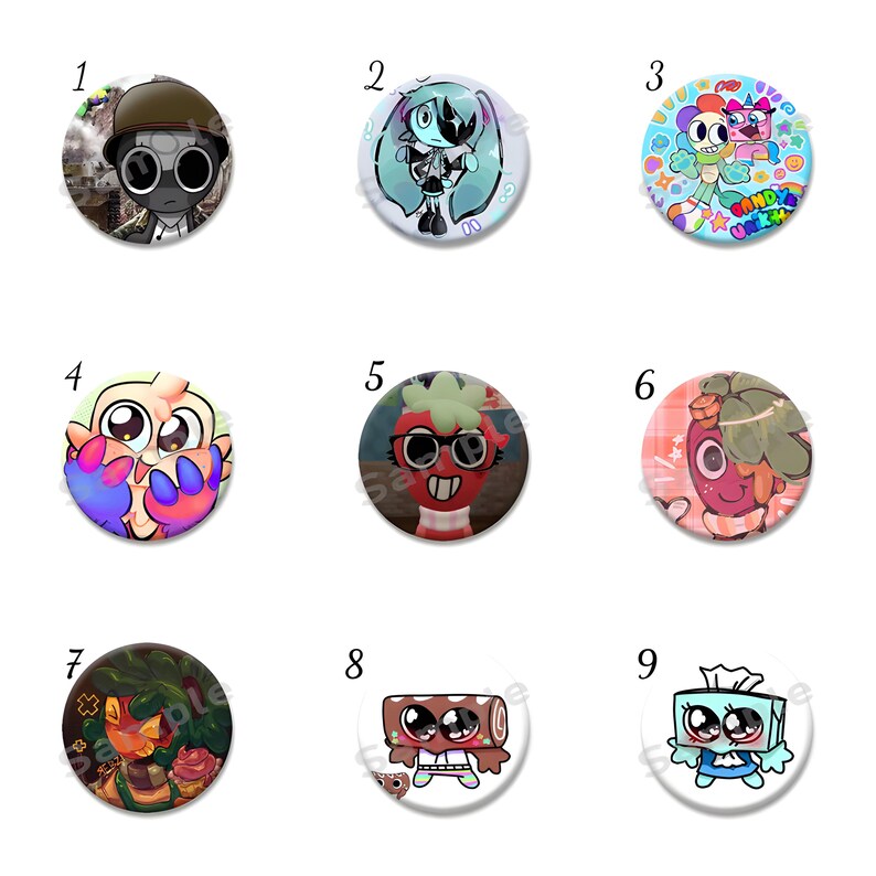 Dandy's World Main Toons Buttons (dandy, Astro, Vee, Pebble Sprout ...