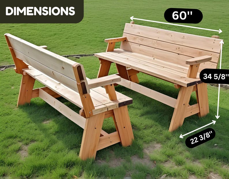 DIY Convertible Picnic Table Plans | Bench to Table Woodworking Build ...