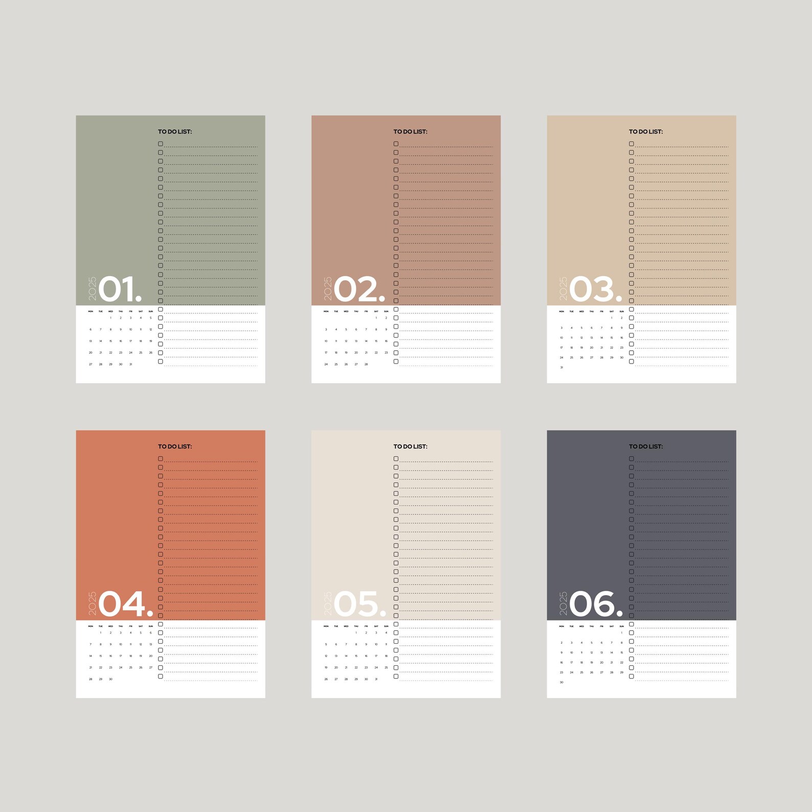 2025 Monthly Planner, Basic Soft Colors Theme Calendar, Digital ...