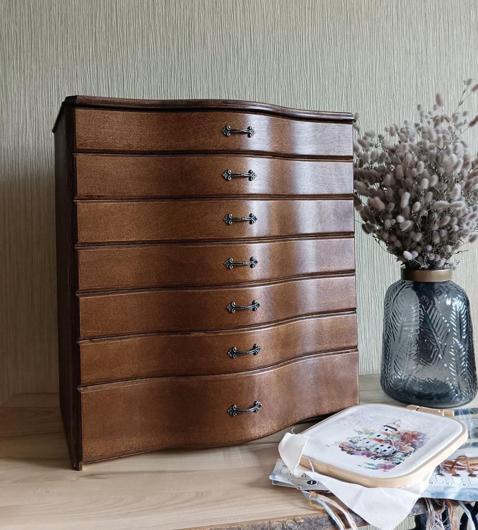 Floss Storage Cabinet for Stitchers in Vintage Style. Thread Drawers ...