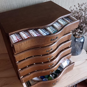 Floss Storage Cabinet for Stitchers in Vintage Style. Thread Drawers ...
