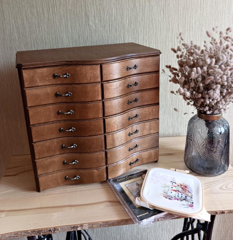 Double-sided Floss Storage Drawers Cabinet for Cross-stitching and ...