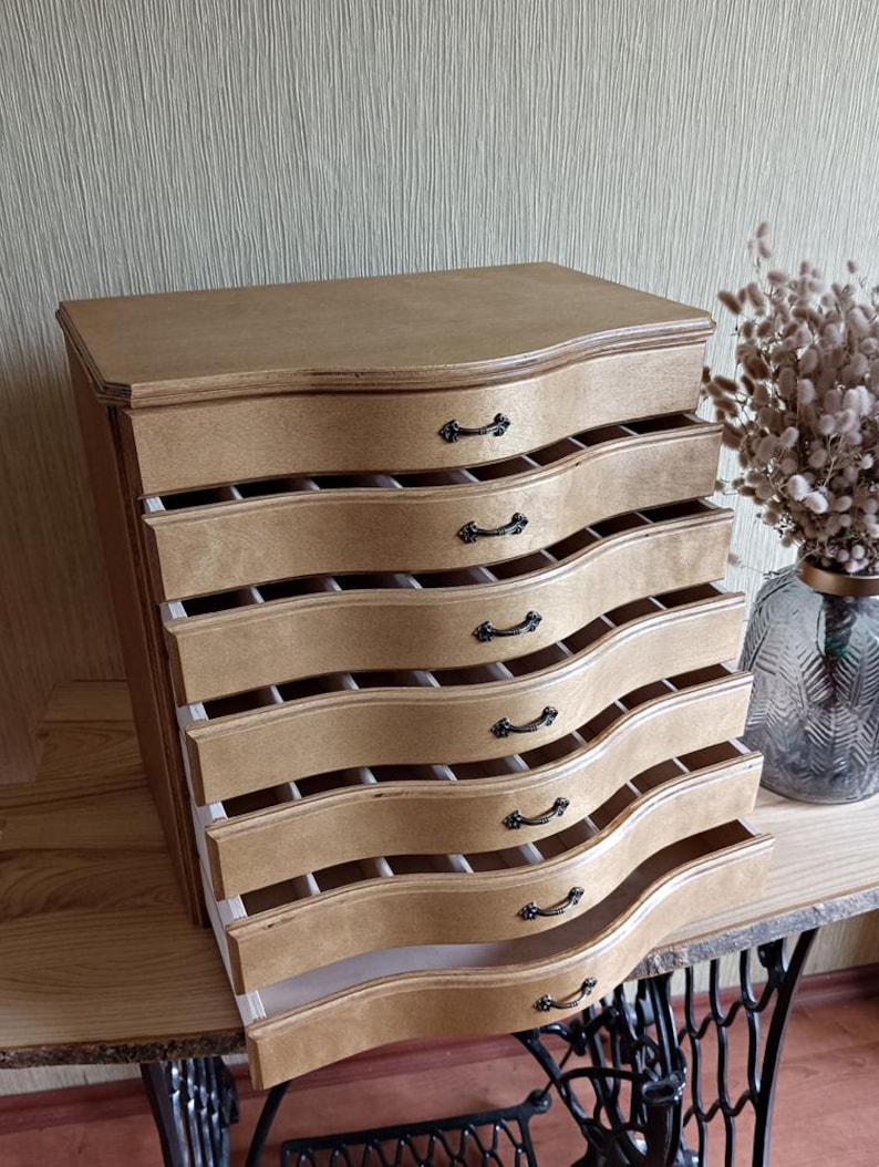 Seven Drawers Floss Storage Cabinet, Curved Fronts Embroidery Organizer ...