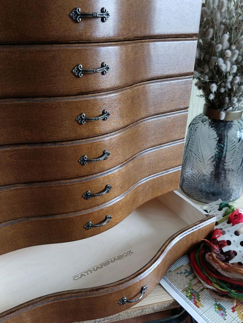 Thread Storage Drawers Chest for Stitchers. Embroidery Wooden Organizer ...