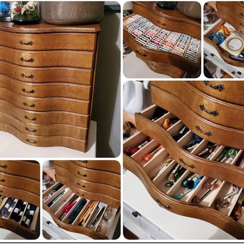 Floss Storage Stitcher's Drawers Chest. Embroidery Wooden Organizer for ...