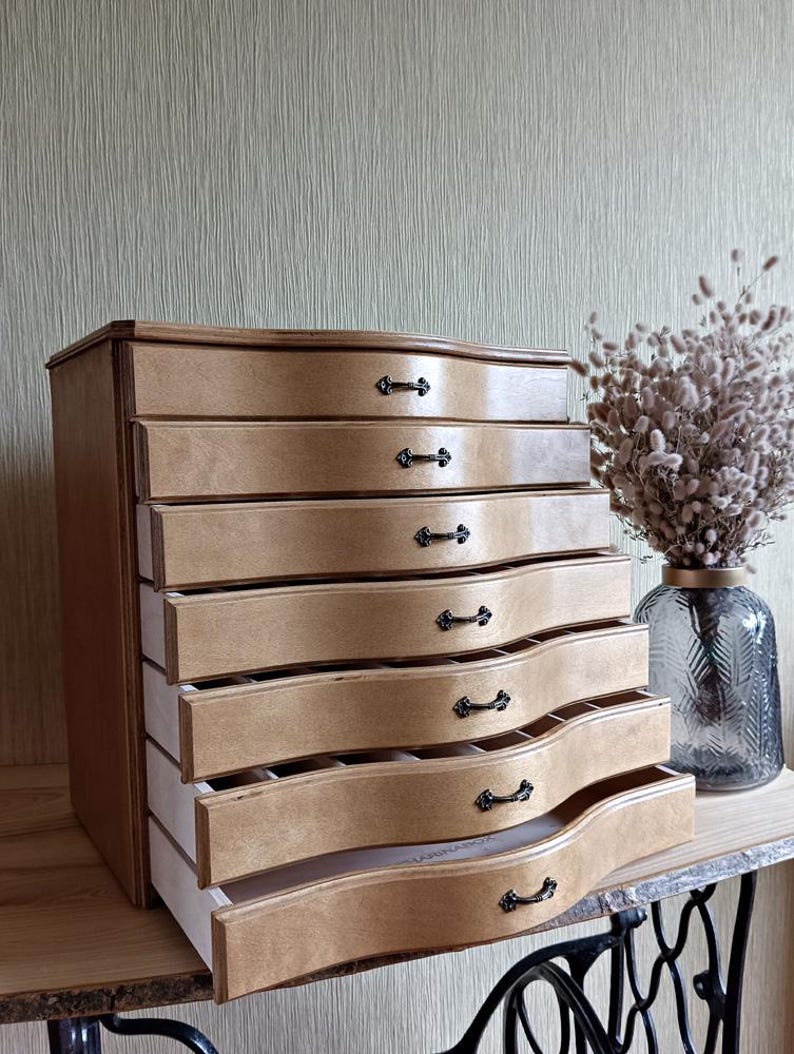 Seven Drawers Floss Storage Cabinet, Curved Fronts Embroidery Organizer ...