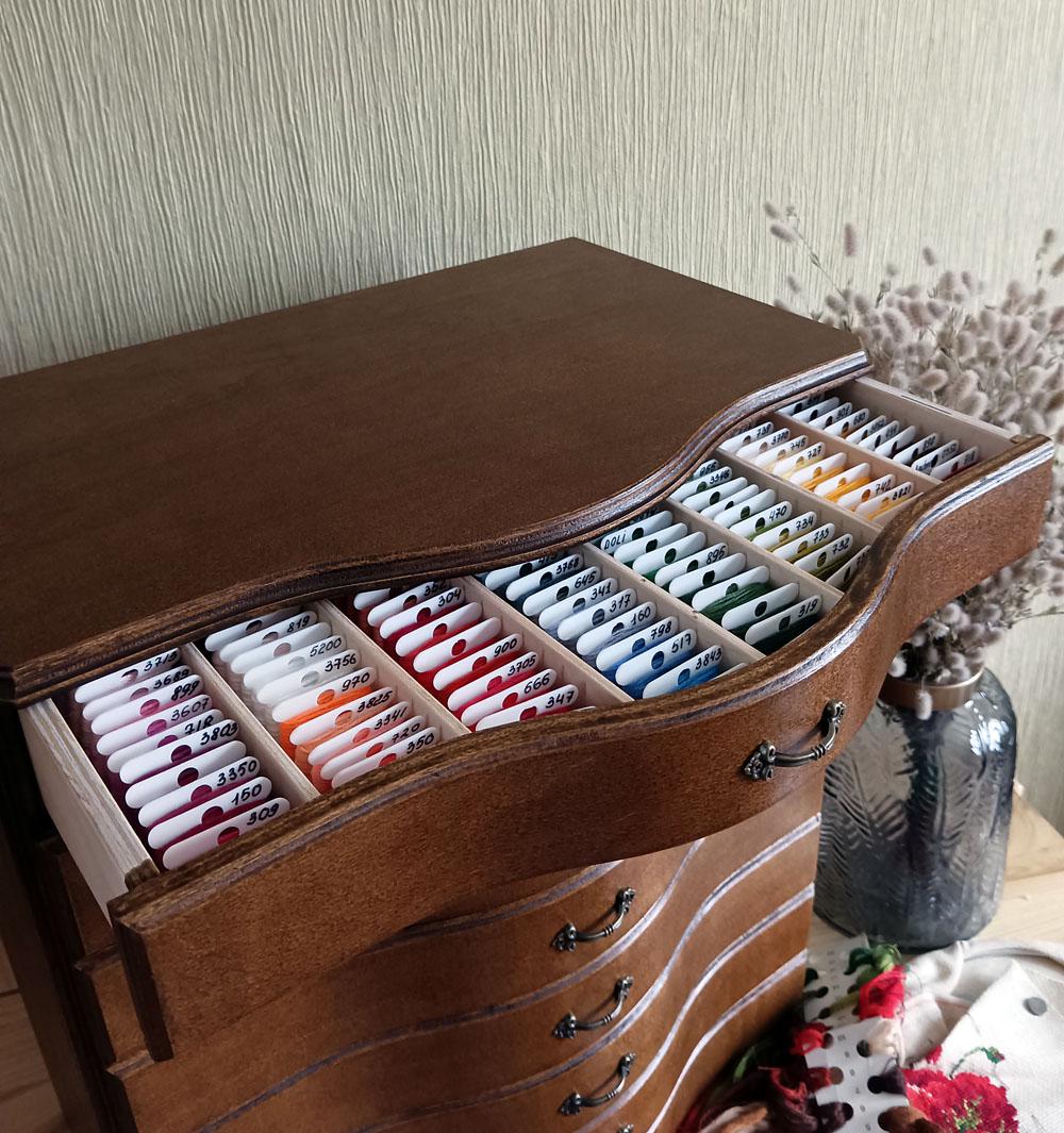 Thread Storage Drawers Chest for Stitchers. Embroidery Wooden Organizer ...
