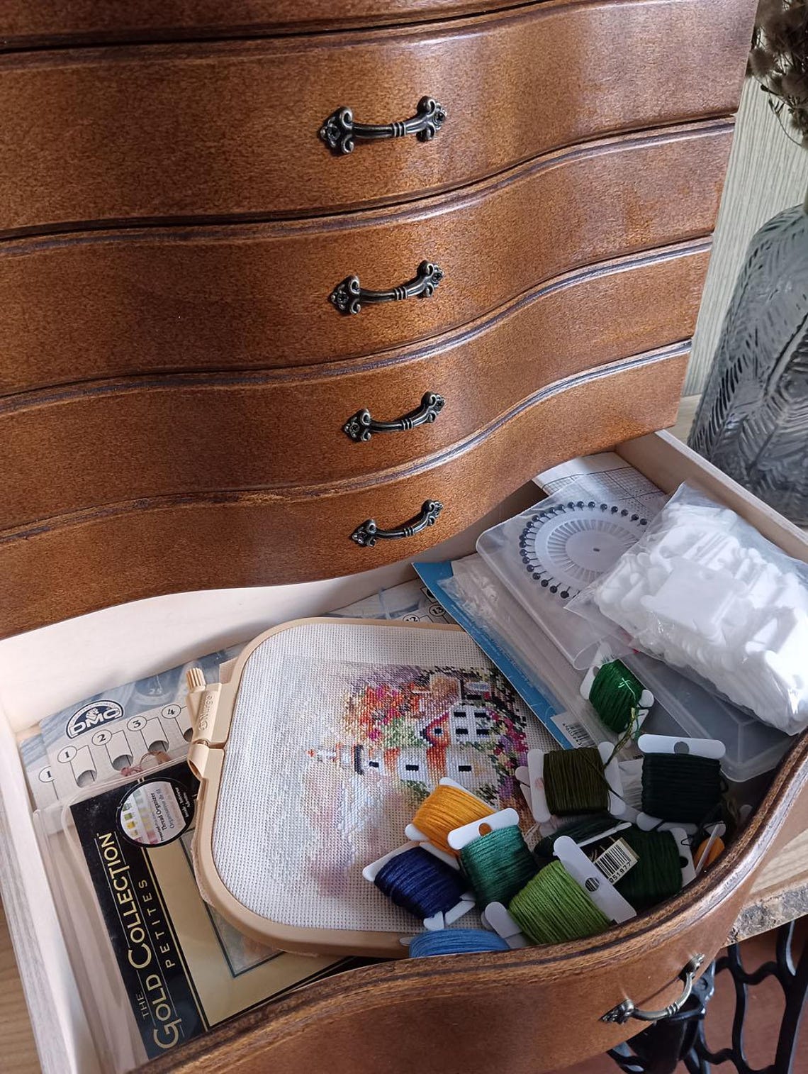Floss Storage Cabinet for Stitchers in Vintage Style. Thread Drawers ...