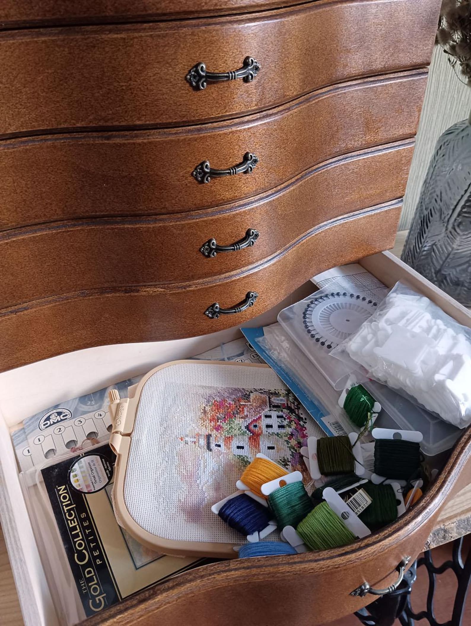 Floss Storage Cabinet for Stitchers in Vintage Style. Thread Drawers ...