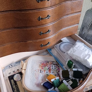 Floss Storage Cabinet for Stitchers in Vintage Style. Thread Drawers ...