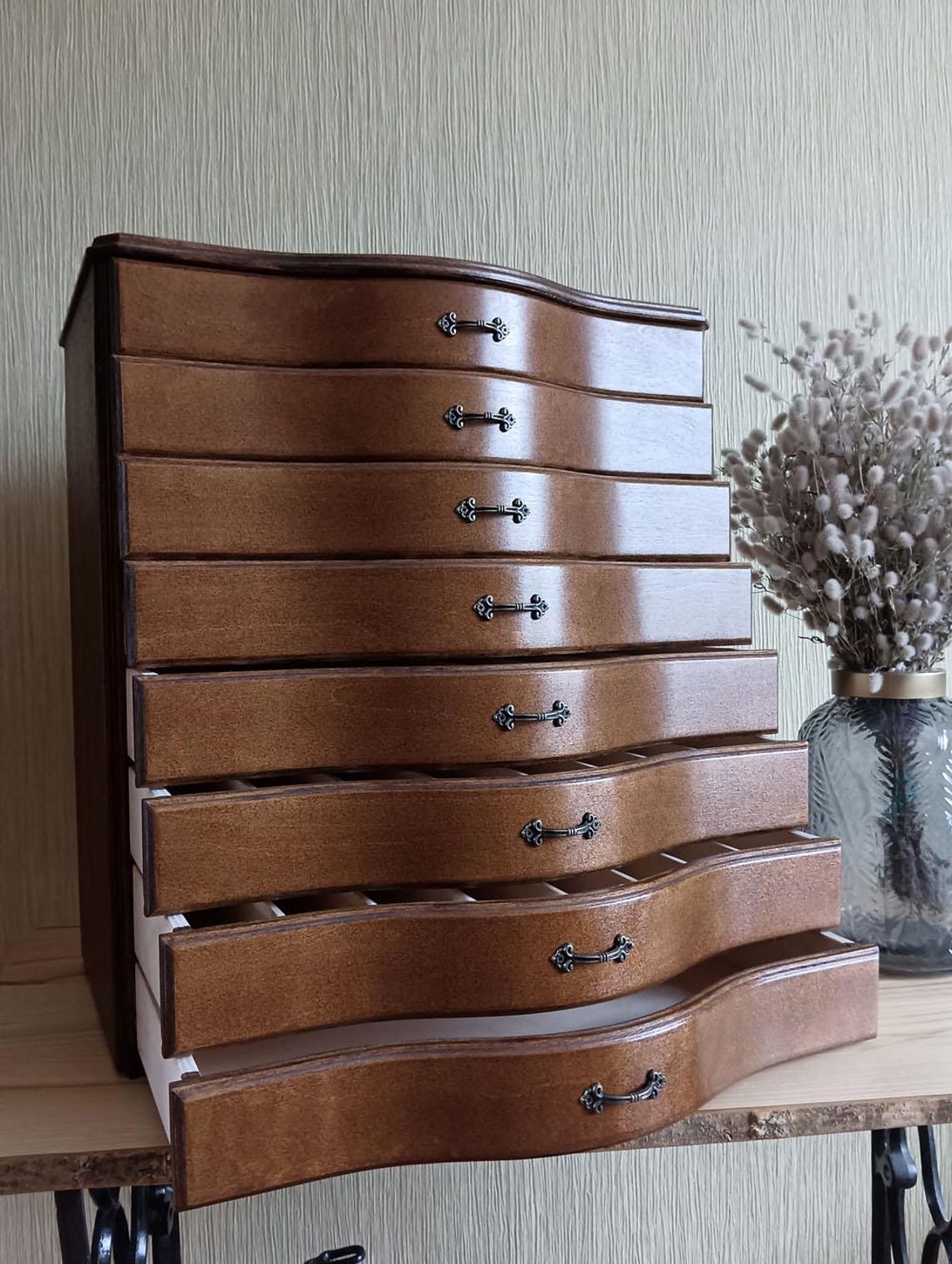 Thread Storage Drawers Chest for Stitchers. Embroidery Wooden Organizer ...