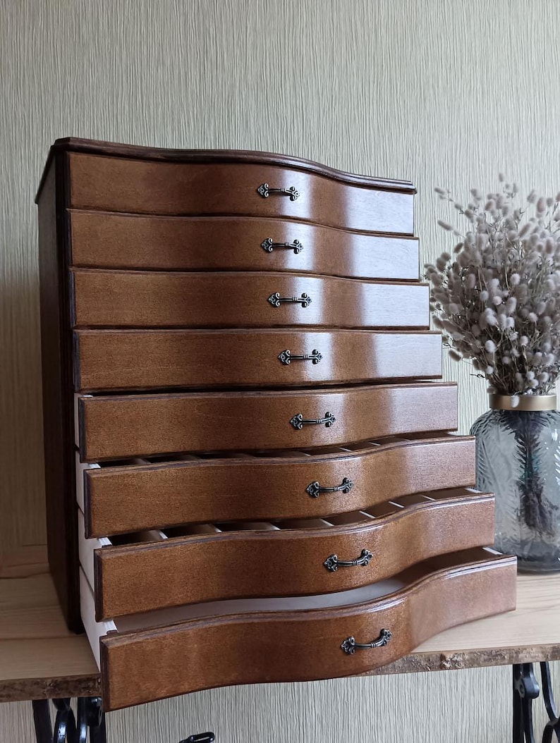 Thread Storage Drawers Chest for Stitchers. Embroidery Wooden Organizer ...
