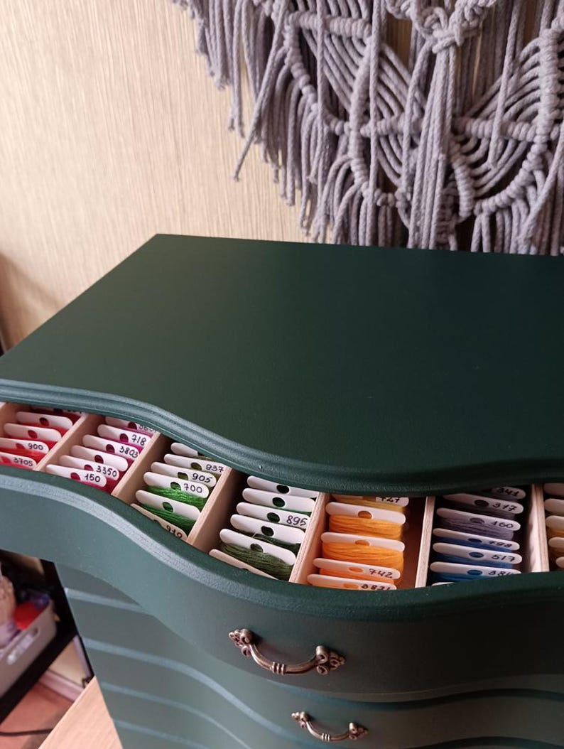 Moss Green Floss Storage Drawers Cabinet for Cross-stitching and ...