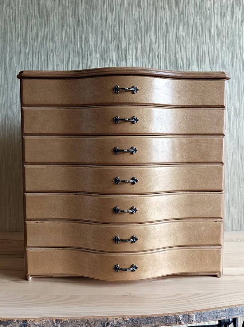 Seven Drawers Floss Storage Cabinet, Curved Fronts Embroidery Organizer ...