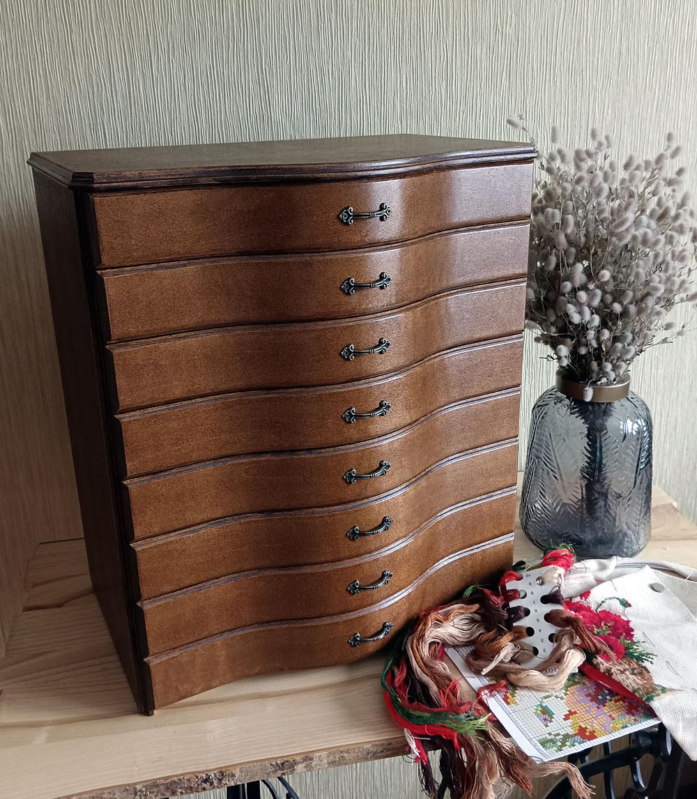 Thread Storage Drawers Chest for Stitchers. Embroidery Wooden Organizer ...