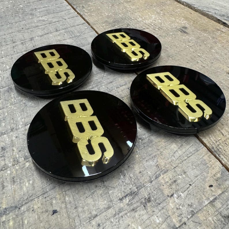 BBS RS LM Rz Center Caps Logos 70mm 09.24.030 Black Gold Set of 4 - Etsy