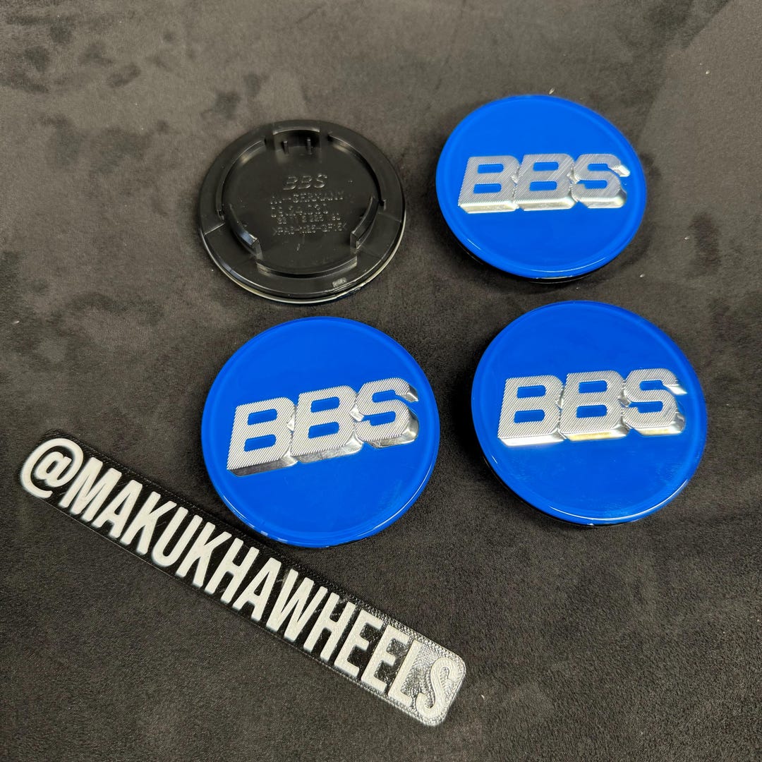 BBS RS LM Rz Center Caps Logos 70mm 09.24.030 Blue / Silver Set of 4 ...