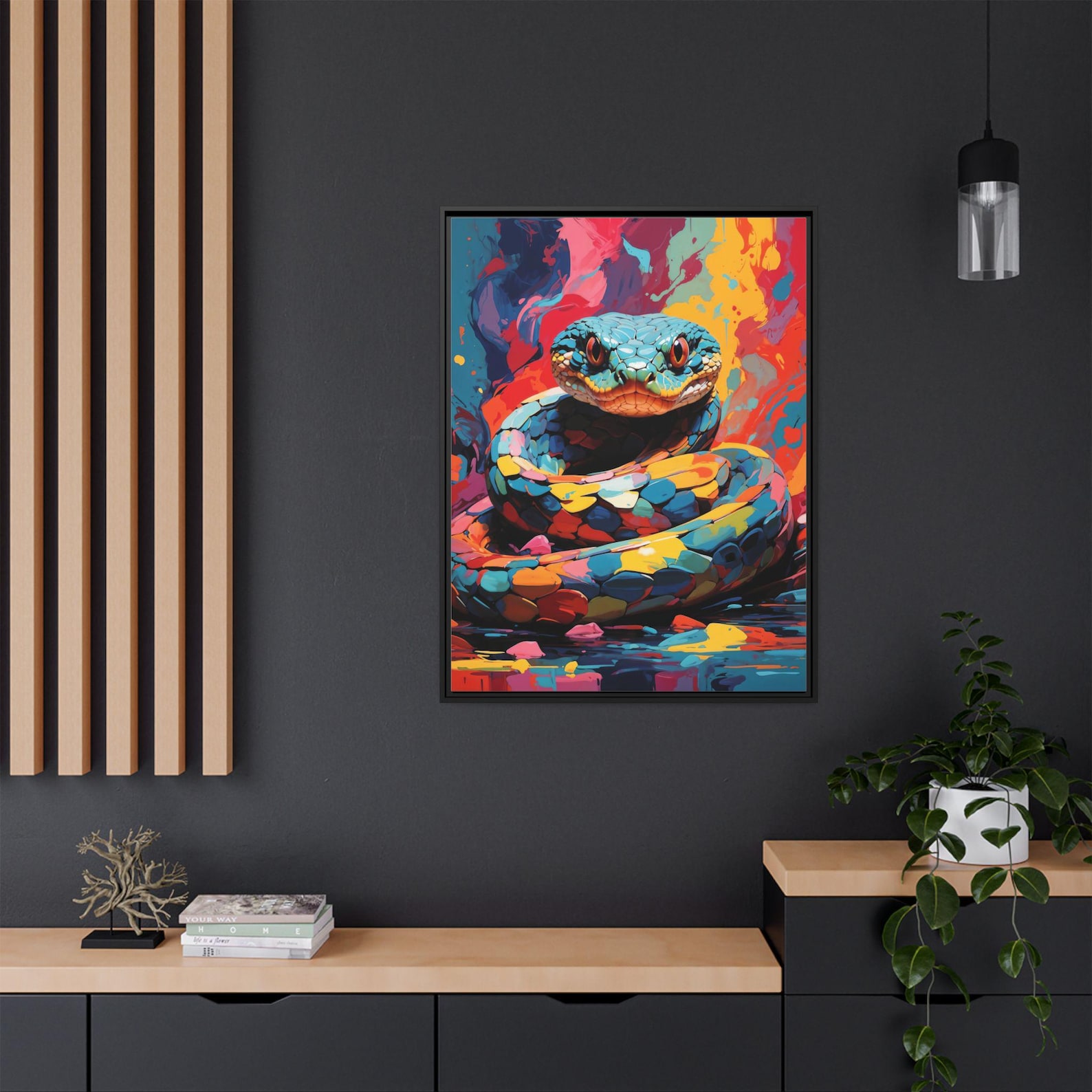 Vivid Cobra Snake Canvas Wall Art | Colorful Wildlife Painting With ...