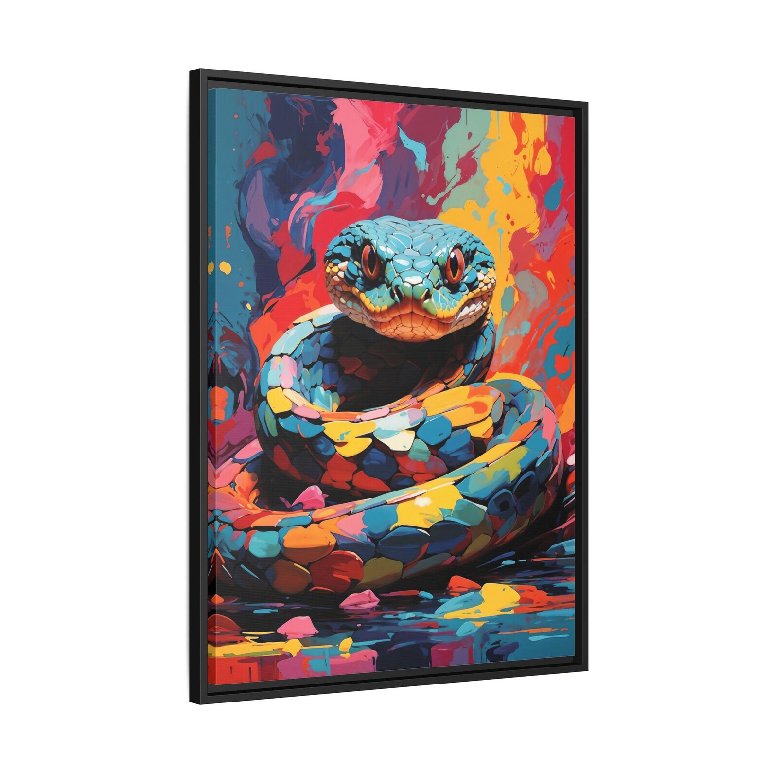 Vivid Cobra Snake Canvas Wall Art | Colorful Wildlife Painting With ...