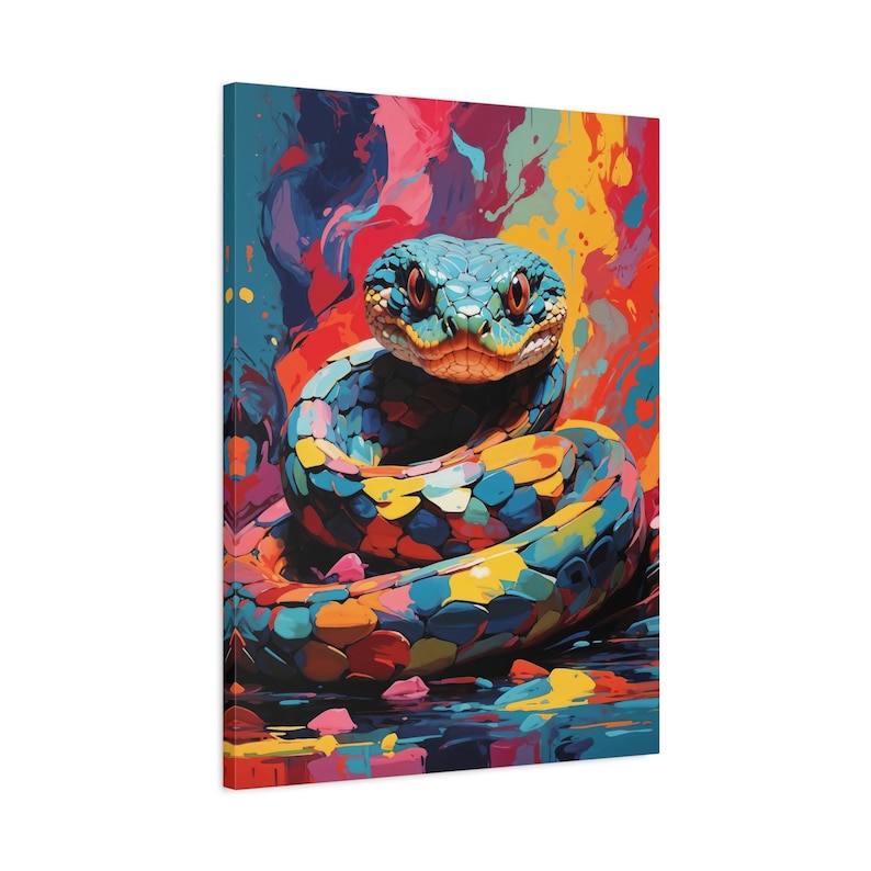 Vivid Cobra Snake Canvas Wall Art | Colorful Wildlife Painting With ...