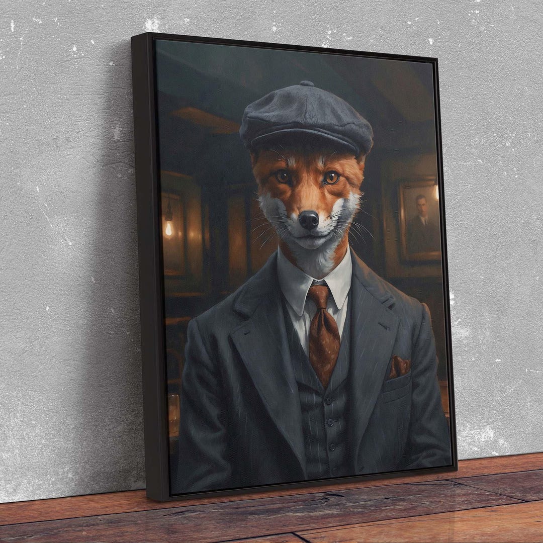 Dapper Fox Canvas Art: Vintage Animal Portrait - Etsy