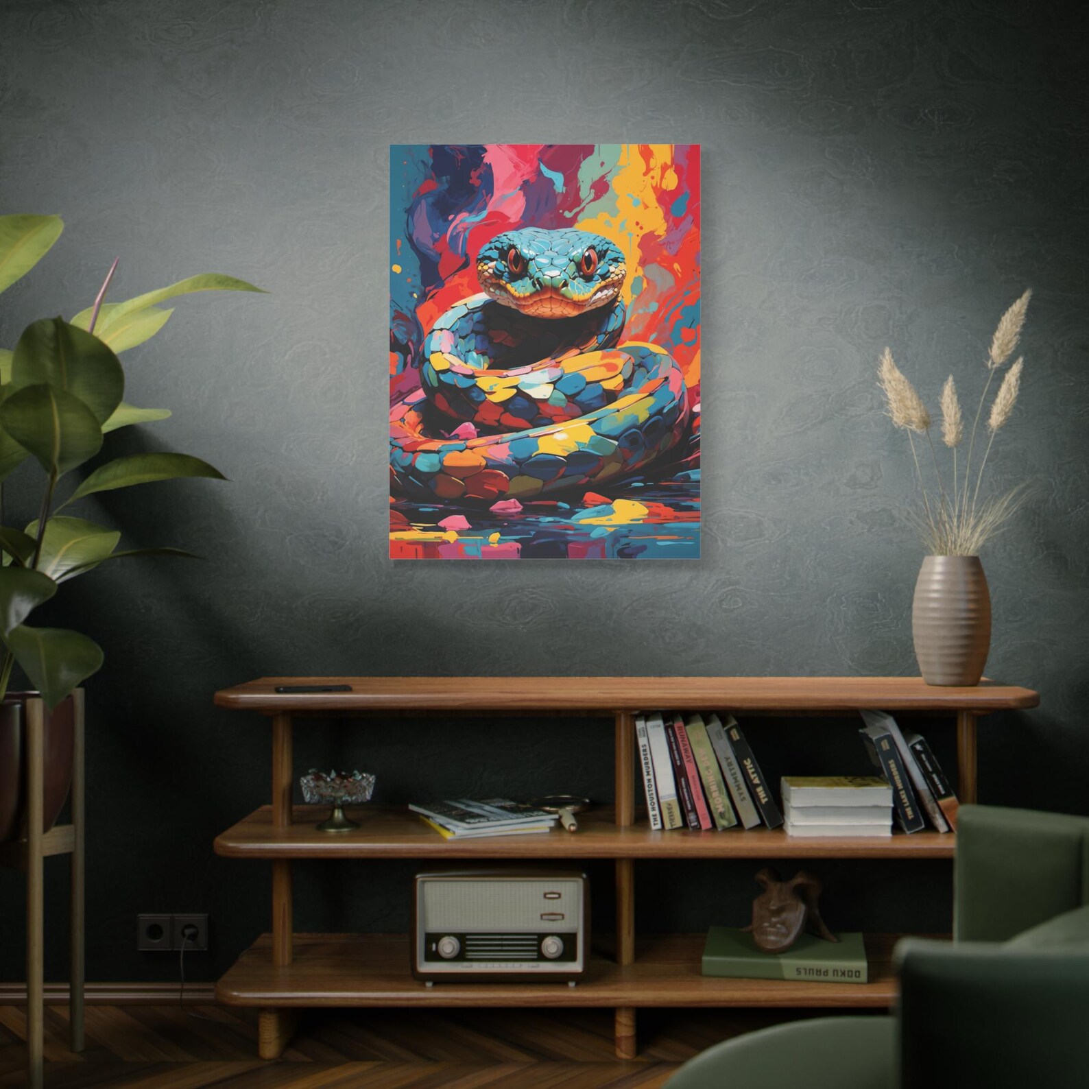 Vivid Cobra Snake Canvas Wall Art | Colorful Wildlife Painting With ...
