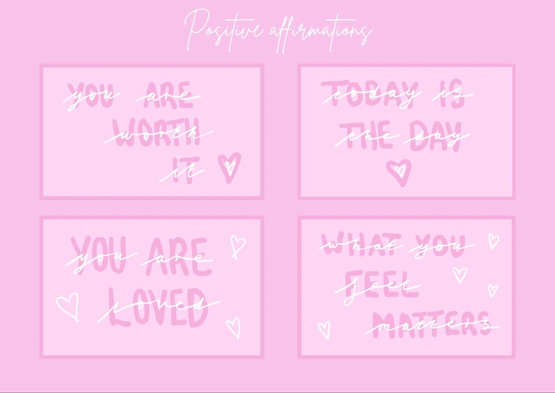 Positive Affirmation Cards, Printable Affirmation Cards, Pink ...