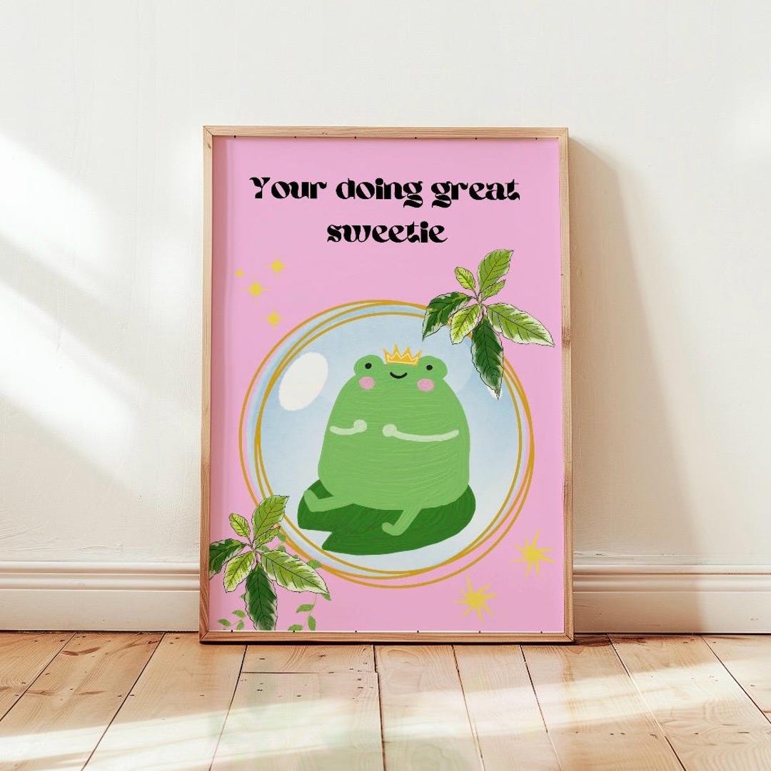 Girly Frog Wall Art, Pink Frog Poster, Girly Frog Poster, Motivational ...