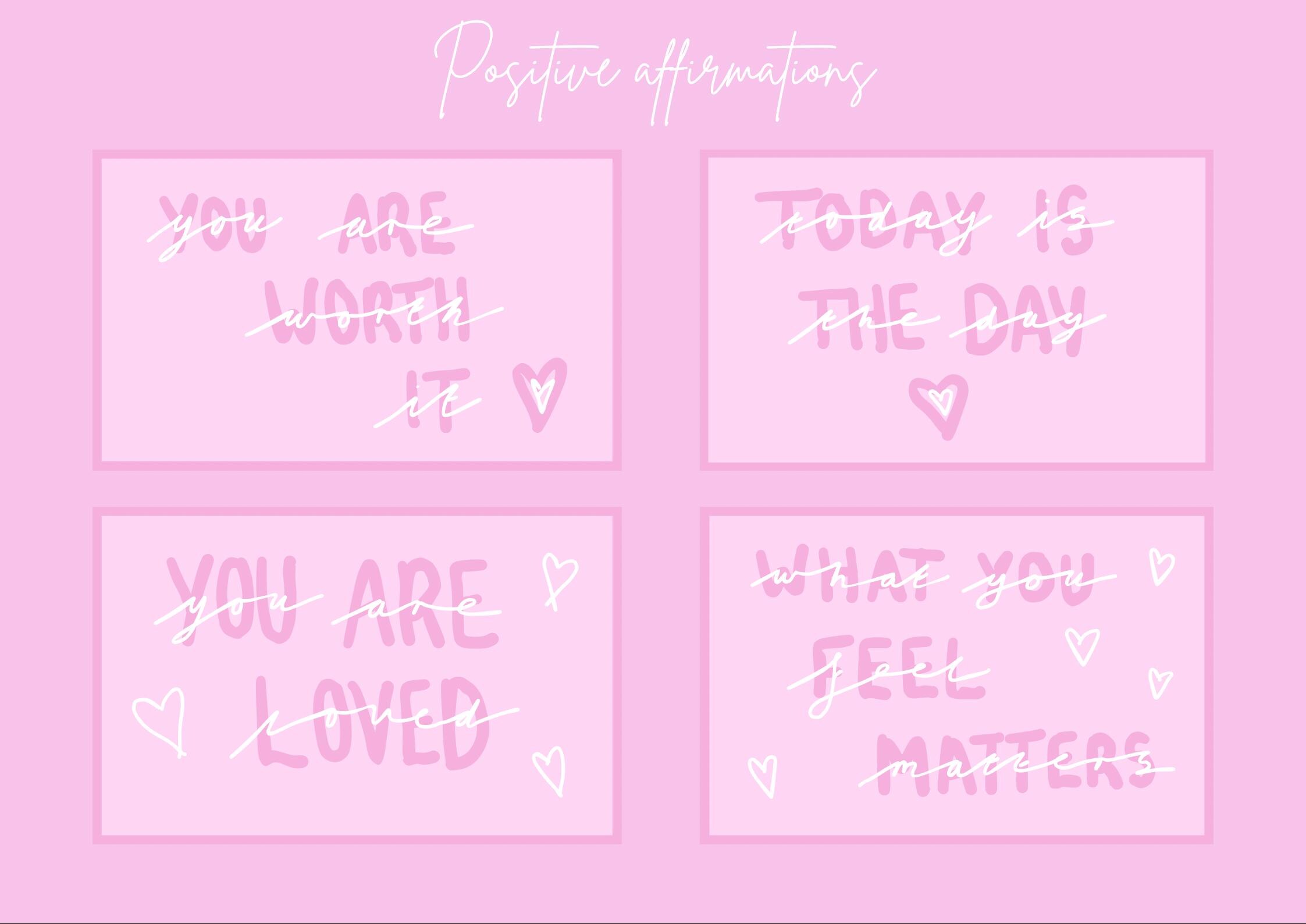 Positive Affirmation Cards, Printable Affirmation Cards, Pink ...