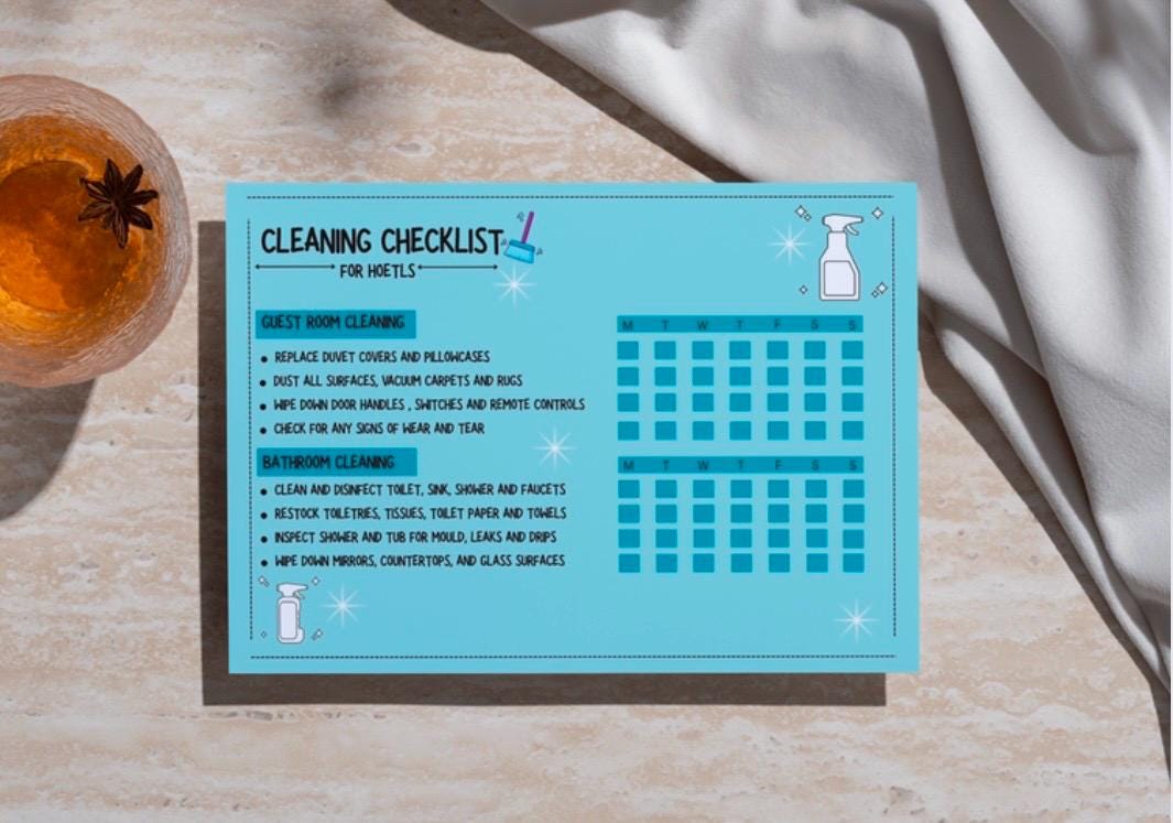 Hotel Cleaning Checklist Template | Guest Room & Bathroom Cleaning ...