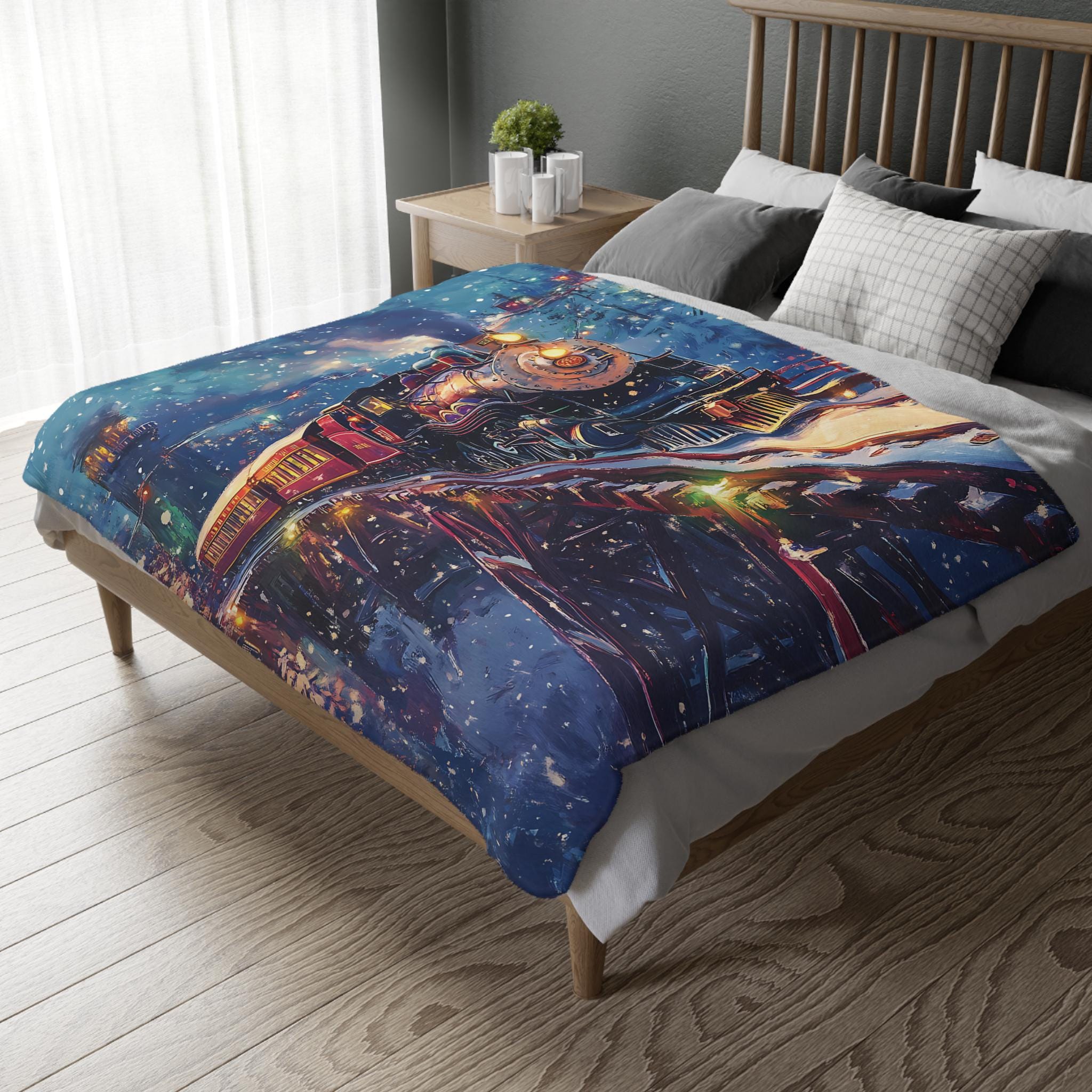 The Polar Express Train Microfiber Blanket Magical Snowy Railway Scene ...