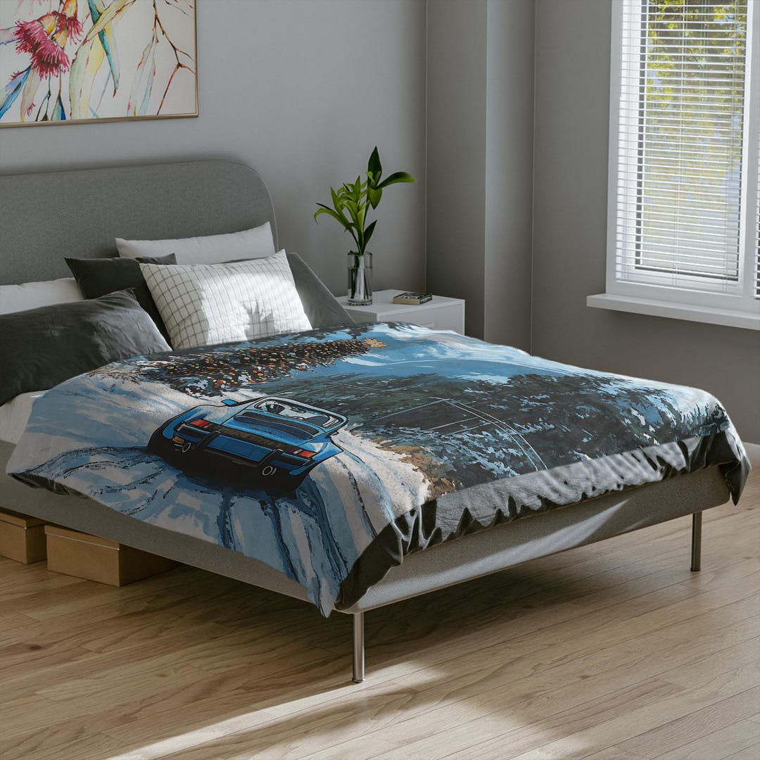 Porsche 1974 RWB Blanket Porsche Turbo Blue Sketch Blanket With ...
