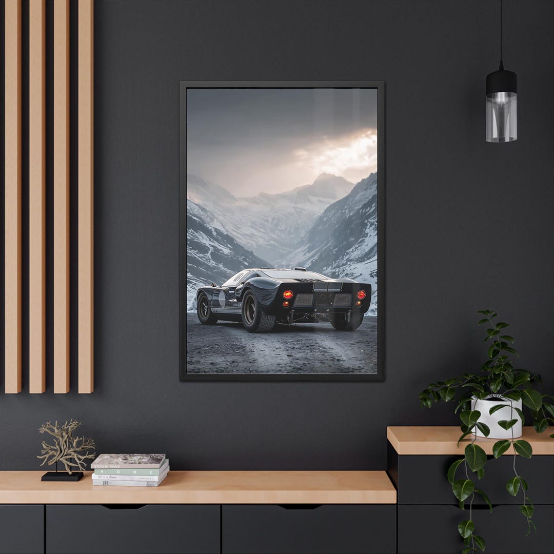 Ford GT40 MK II 1966 Poster, Black Finish With Gold Wheels, Classic ...
